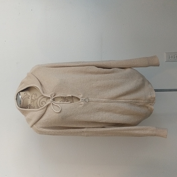 None | Sweaters | Beige Zip Up Hooded Sweater | Poshmark
